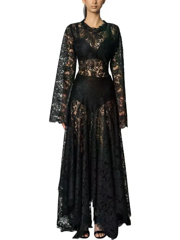 MIAU BY CLARA ROTESCU Lace Maxi Dress - Black