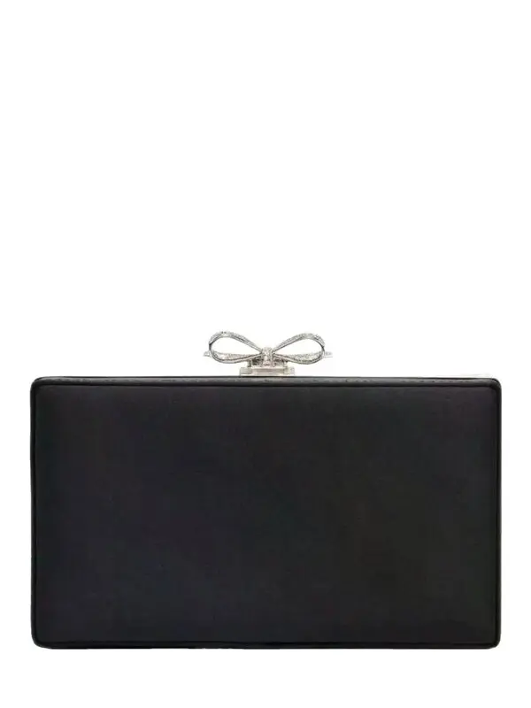 SELF-PORTRAIT Crystal Embellished Bow Clutch Bag - Black