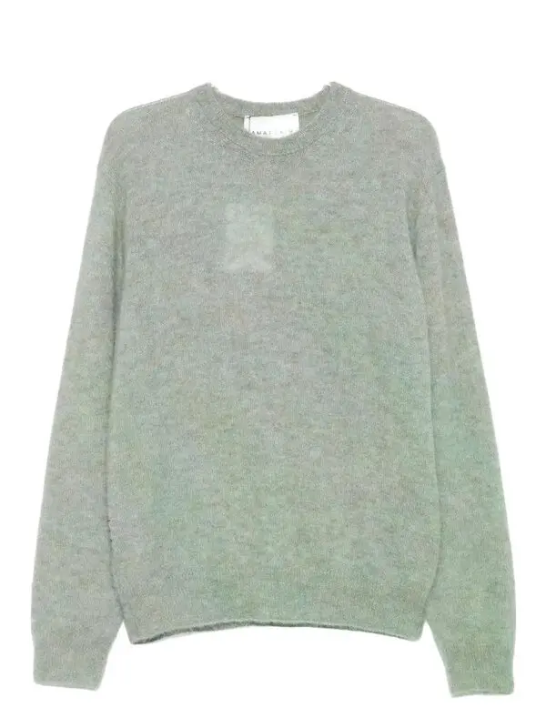 AMARANTO Brushed Knit Crew Neck Sweater - Green