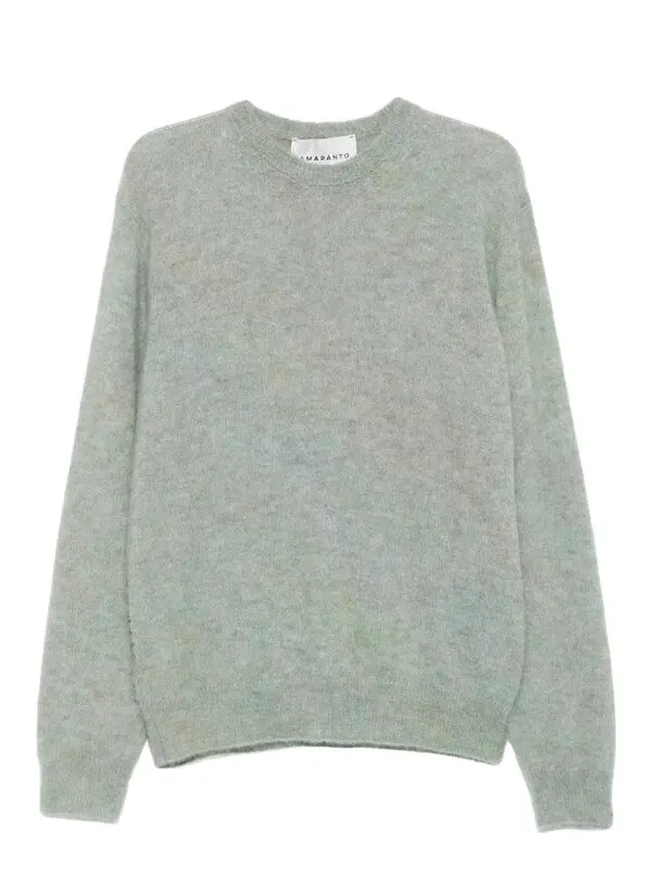 AMARANTO Brushed Knit Crew Neck Sweater - Green