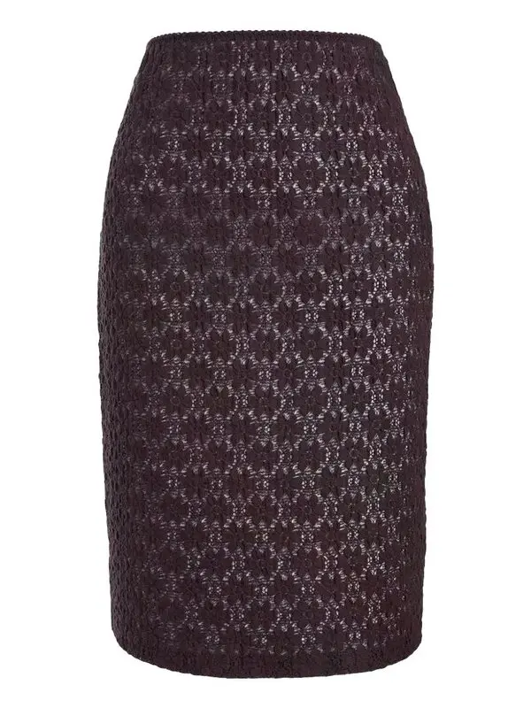 12 STOREEZ Primrose Lace Midi Skirt - Brown
