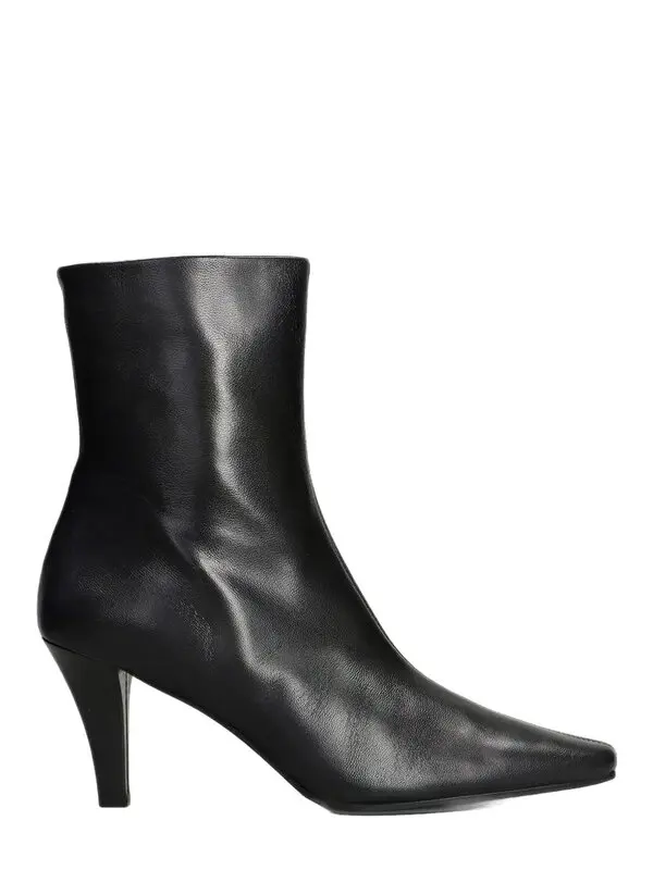 THE SELLER Square-toe Stiletto Ankle Boots With Side Zip - Black
