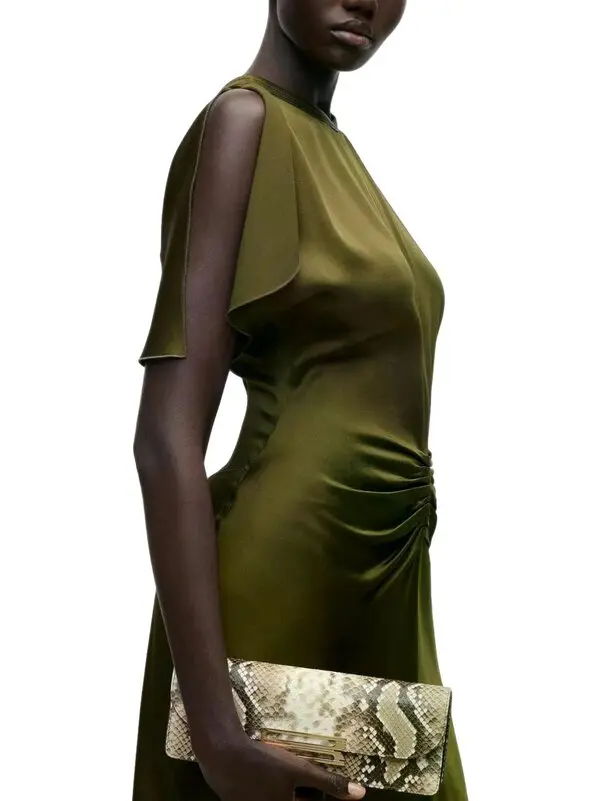 Victoria Beckham Dorian Snake-print East-west Clutch Bag - Neutrals