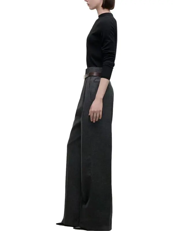 Victoria Beckham Ethel Wide-leg Trousers In Dark Virgin Wool - Grey
