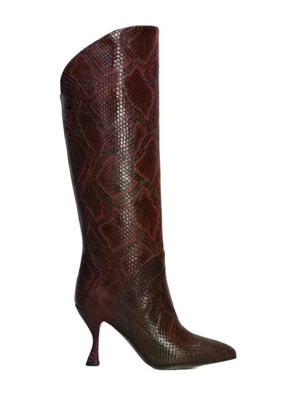 CASTAGNA Snake-effect Knee-high Boots - Red