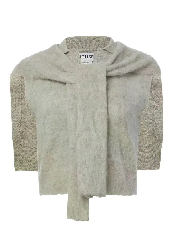 Monse Sleeveless Cropped Sweater With Integrated Scarf - Grey