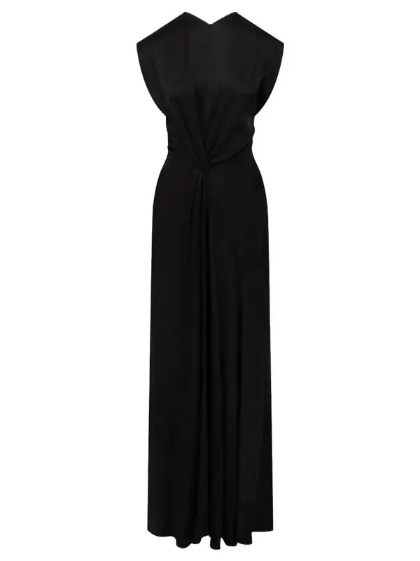 Victoria Beckham Aria Twist Detail Maxi Dress - Black