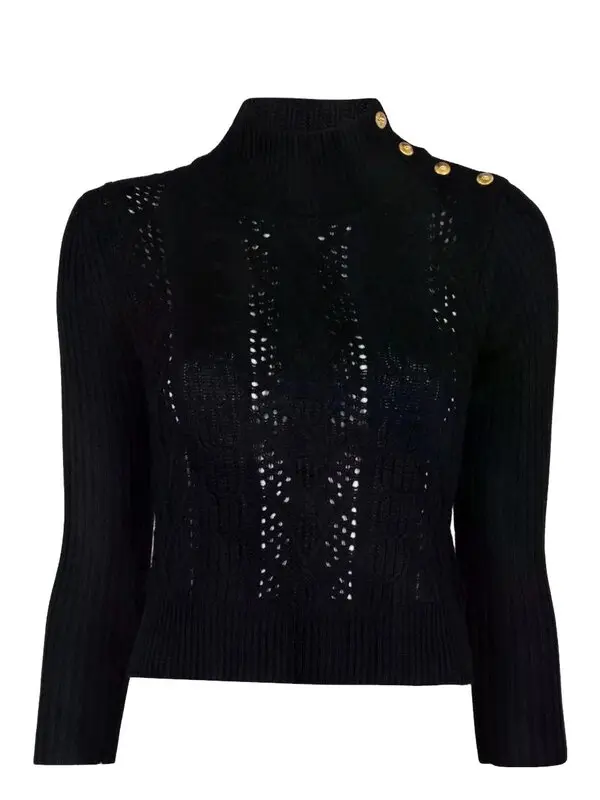 L'Agence Kamdyn Cable-knit Mock Neck Sweater - Black