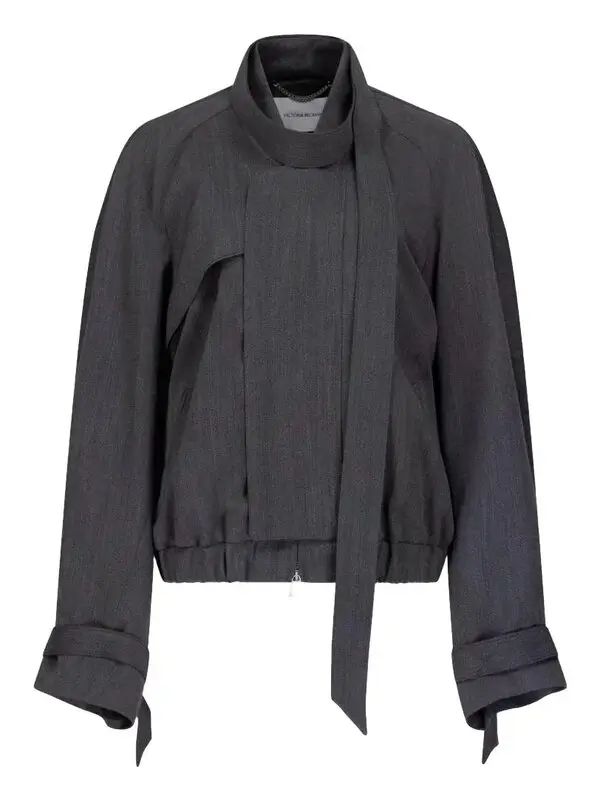 Victoria Beckham Scarf-detail Jacket - Grey