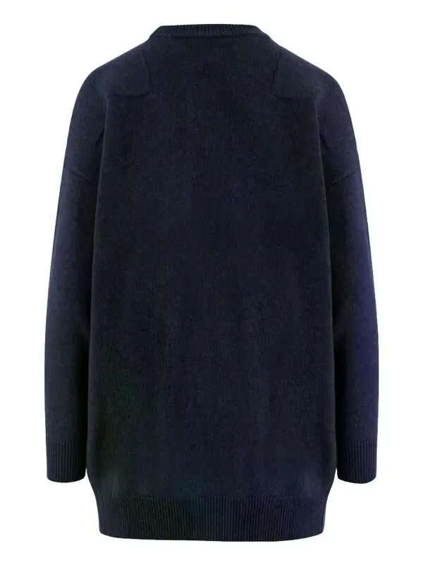JIL SANDER Crew Neck Ribbed Trim Sweater - Blue