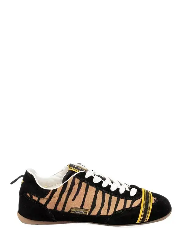 Fendi Panelled Tiger Print Sneakers - Brown