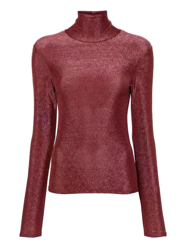 FORTE_FORTE Lurex High Neck Top - Red