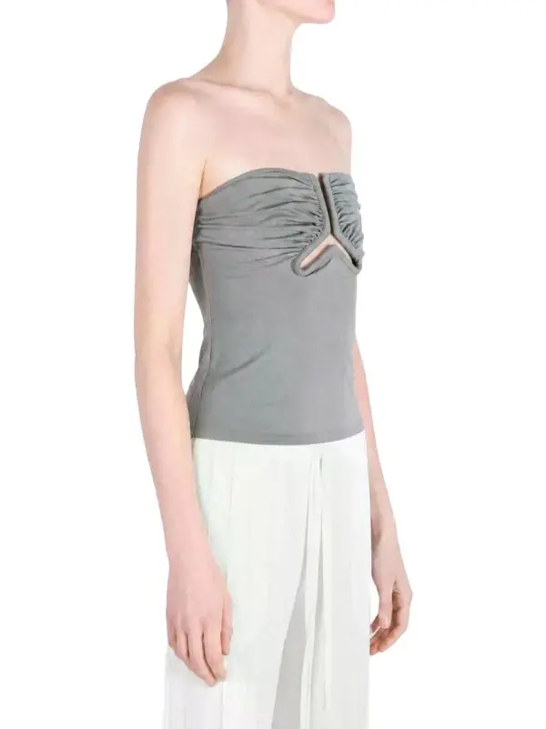 Rick Owens Cut-out Ruched Strapless Top - Grey