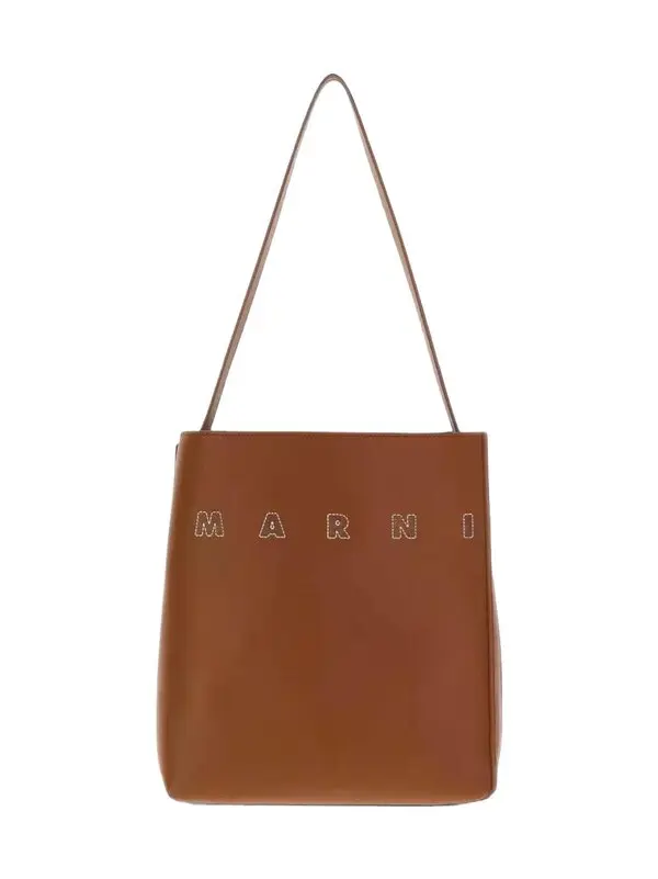 Marni Embroidered Logo Tote Bag - Brown