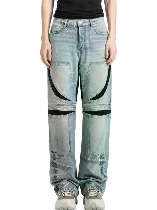 Amiri Panelled Distressed Jeans - Blue