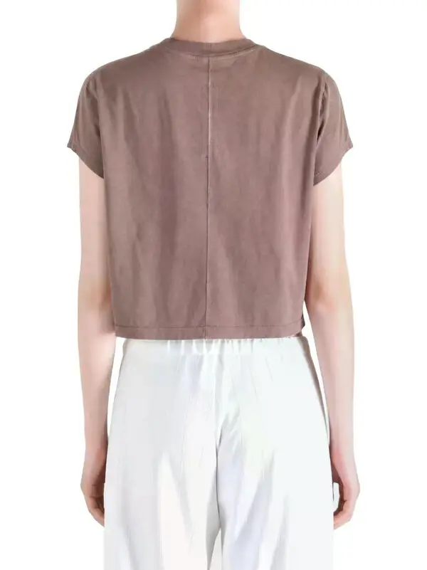 Rick Owens Cropped T-shirt With Hanging Strap - Brown