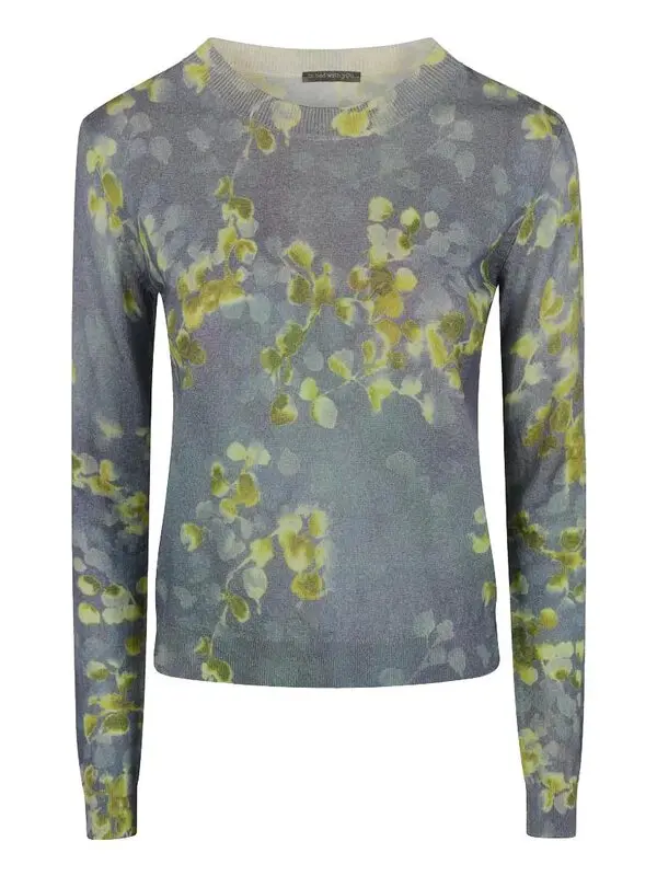 IN BED WITH YOU Floral Print Wool Sweater - Grey