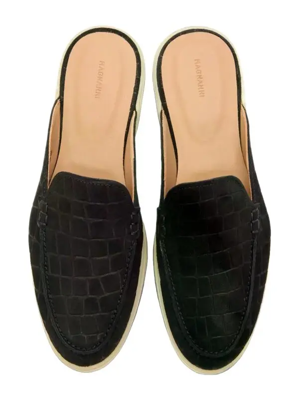 Magnanni Sofia Croc-effect Slippers - Black