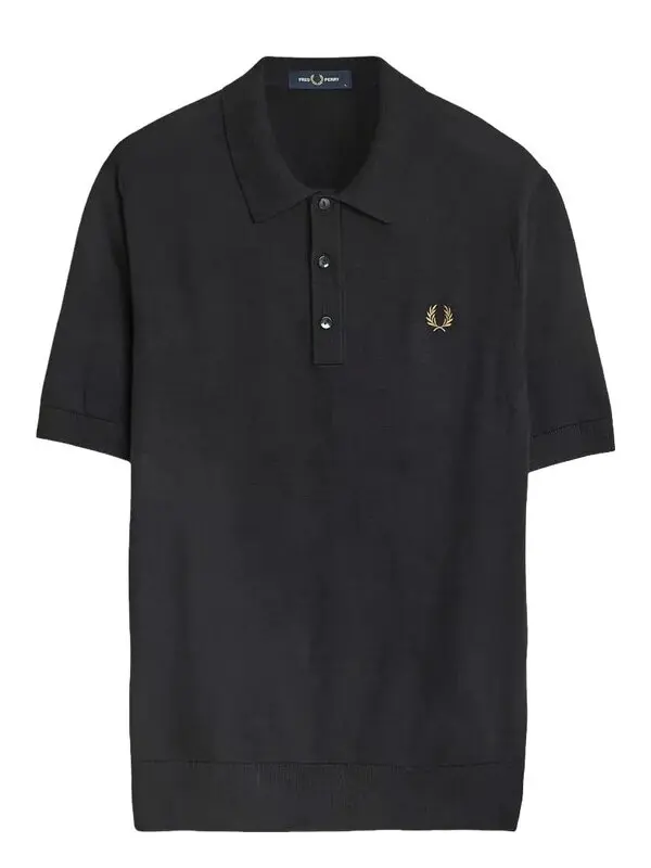 Fred Perry Knitted Polo Shirt - Black