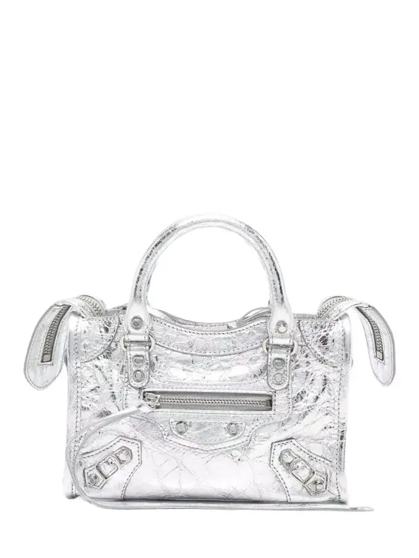 Balenciaga Nano Le City Metallic Tote Bag - Silver