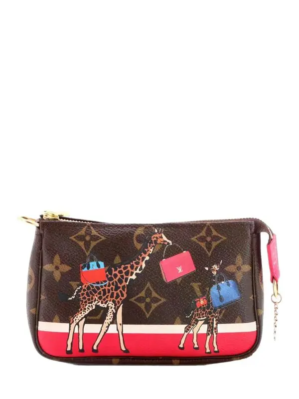LOUIS VUITTON Pochette Accessoires Limited Edition Christmas Animation Monogram Canvas Mini Shoulder Bag - Brown