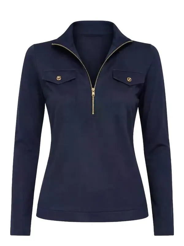 Goldbergh Denim Effect Quarter-zip Sweater - Blue