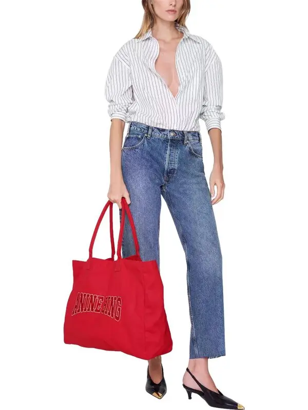 ANINE BING Leo Canvas Tote - Red