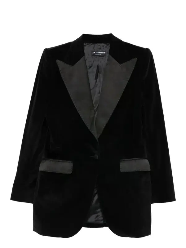 Dolce & Gabbana Velvet Peak Lapel Blazer - Black