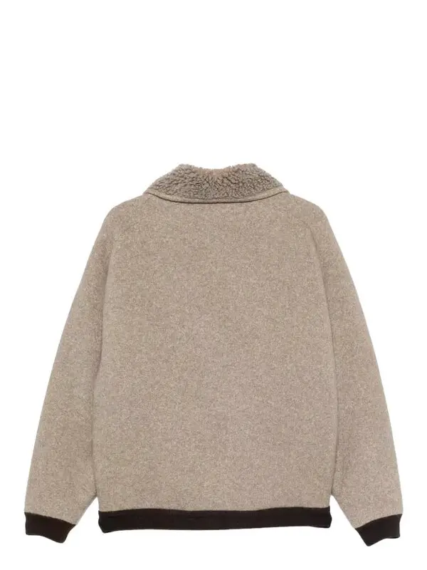 Miu Miu Fleece-texture Logo-patch Jacket - Neutrals