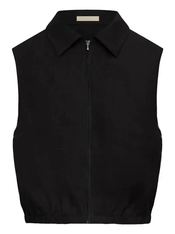 12 STOREEZ Bessette Zip-up Linen Waistcoat - Black