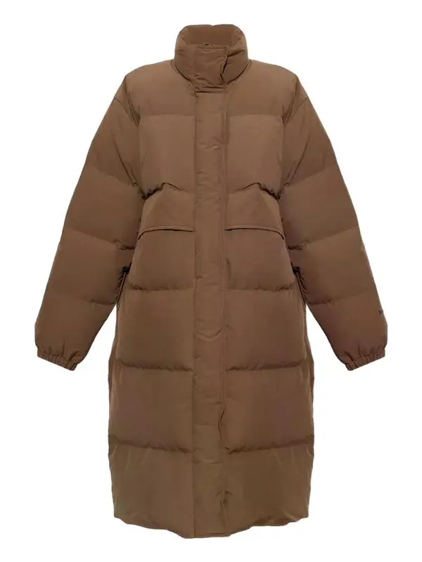 JIL SANDER Quilted Stand-up Collar Coat - Brown