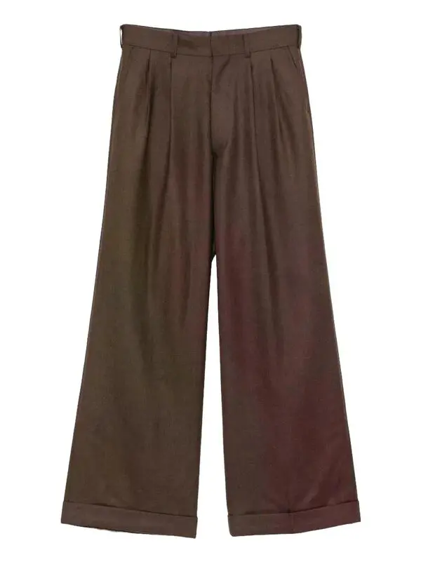 Junya Watanabe Pleated Wool Trousers - Brown