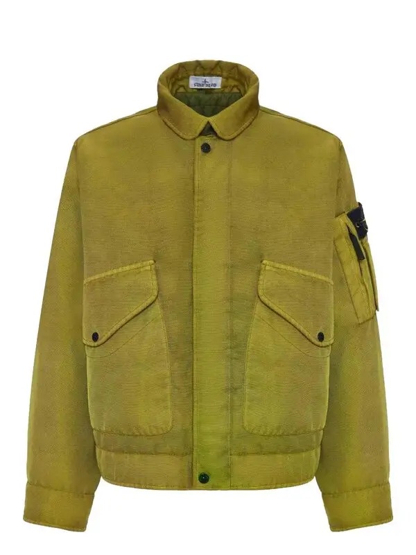 Stone Island Logo Patch Zip-up Jacket - Green