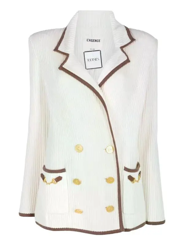 L'Agence Ranch Double-breasted Knit Blazer - Neutrals