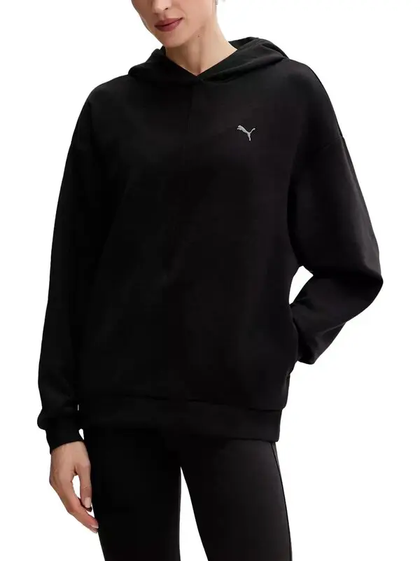 PUMA Logo Print Drop Shoulder Hoodie - Black