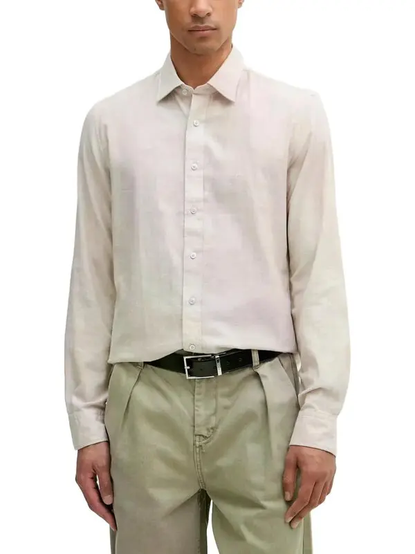 Michael Kors Cotton And Linen Slim-fit Shirt - Neutrals