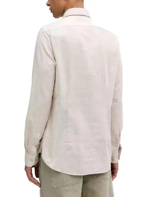 Michael Kors Cotton And Linen Slim-fit Shirt - Neutrals