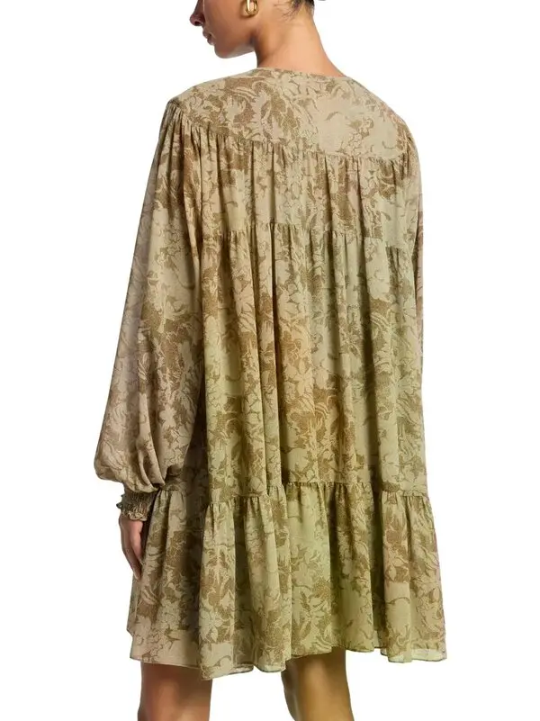 Michael Kors Floral Georgette Tiered Dress - Neutrals
