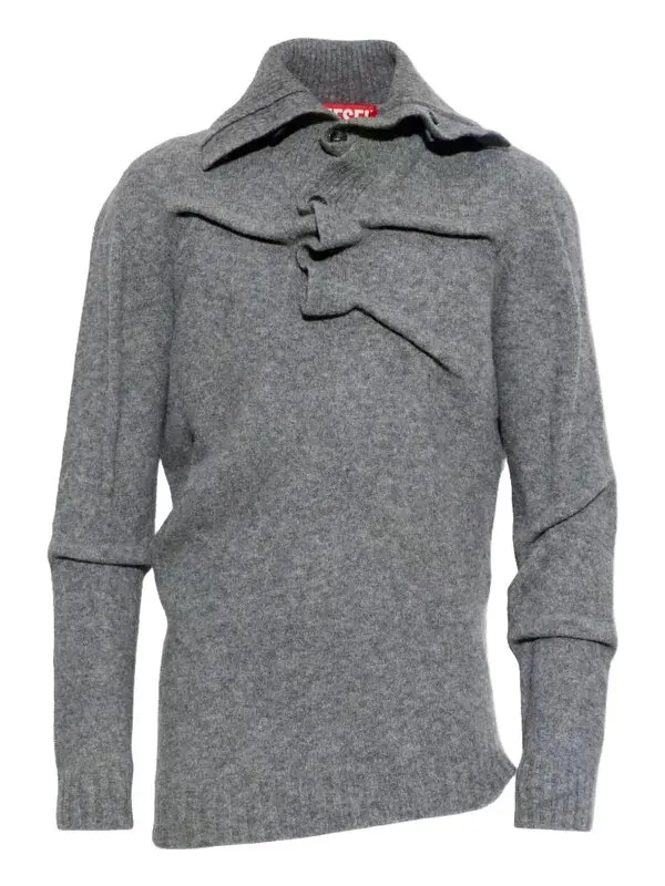 DIESEL® Knitted Layered Effect Turtleneck Sweater - Grey