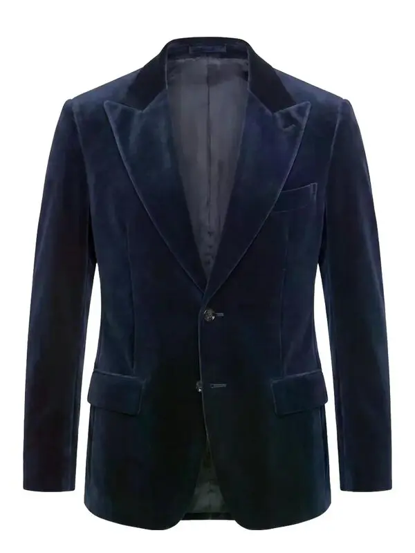 LARDINI Velvet Peak-lapel Blazer - Blue