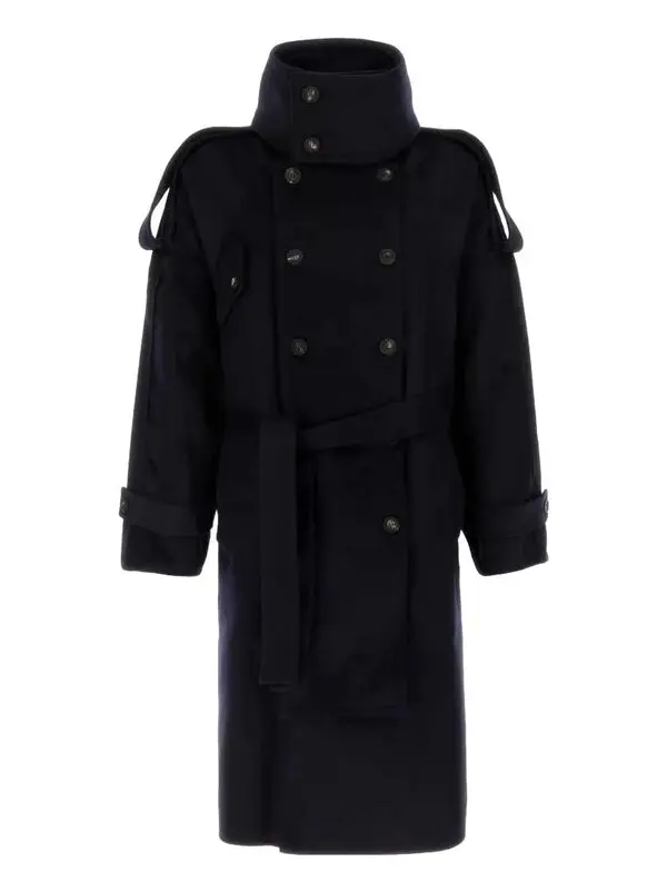 FERRAGAMO Double-breasted Belted Coat - Blue
