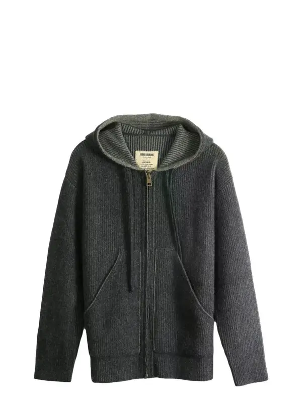 UMA WANG Ribbed Zip-up Hoodie - Grey