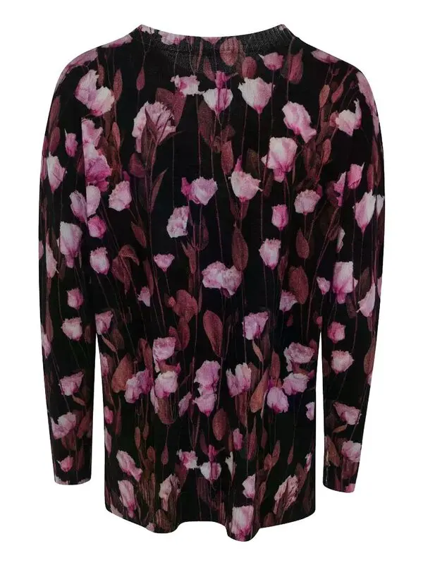 IN BED WITH YOU Floral Print Wool Sweater - Black