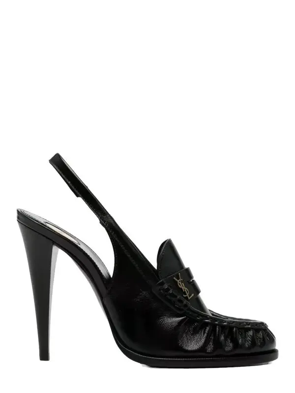 Saint Laurent Leather Le Loafer Slingback Pumps - Black