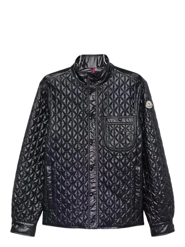 Moncler Quilted Finish Logo-patch Jacket - Blue