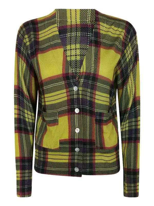 IN BED WITH YOU Geometric Print V-neck Cardigan - Yellow