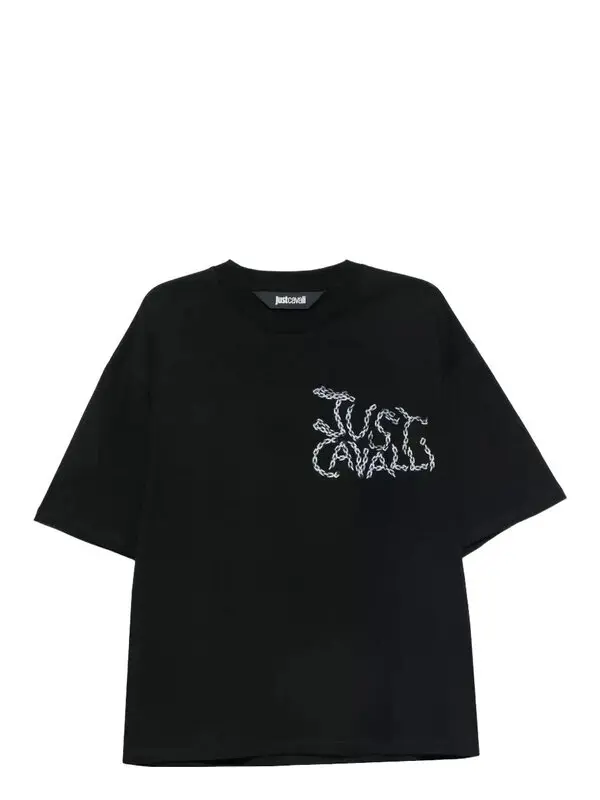 Just Cavalli Leopard Chain-print T-shirt - Black