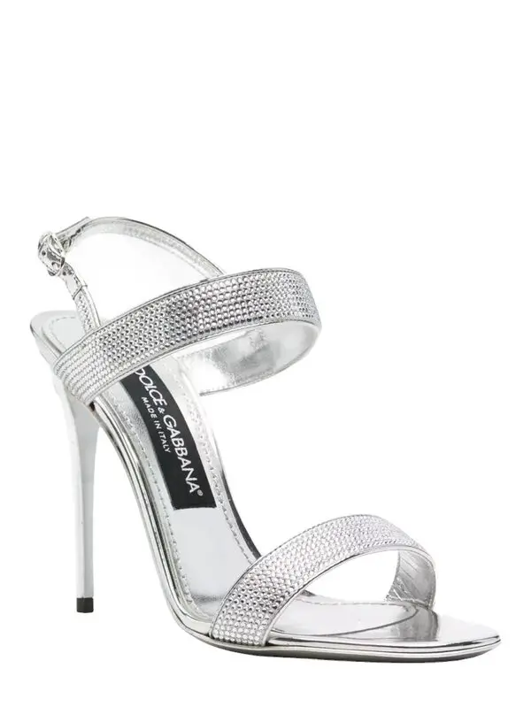 Dolce & Gabbana Embellished Stiletto Slingback Sandals - Silver