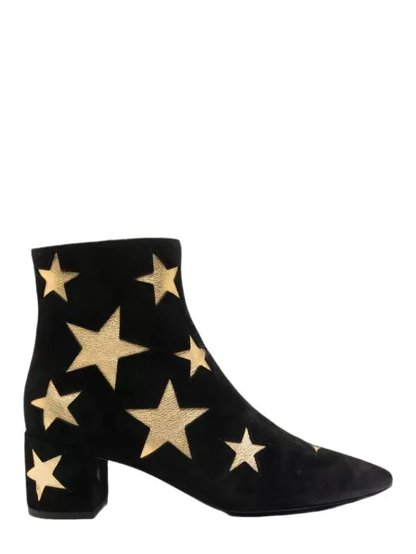 Saint Laurent Star Patch Ankle Boots - Black