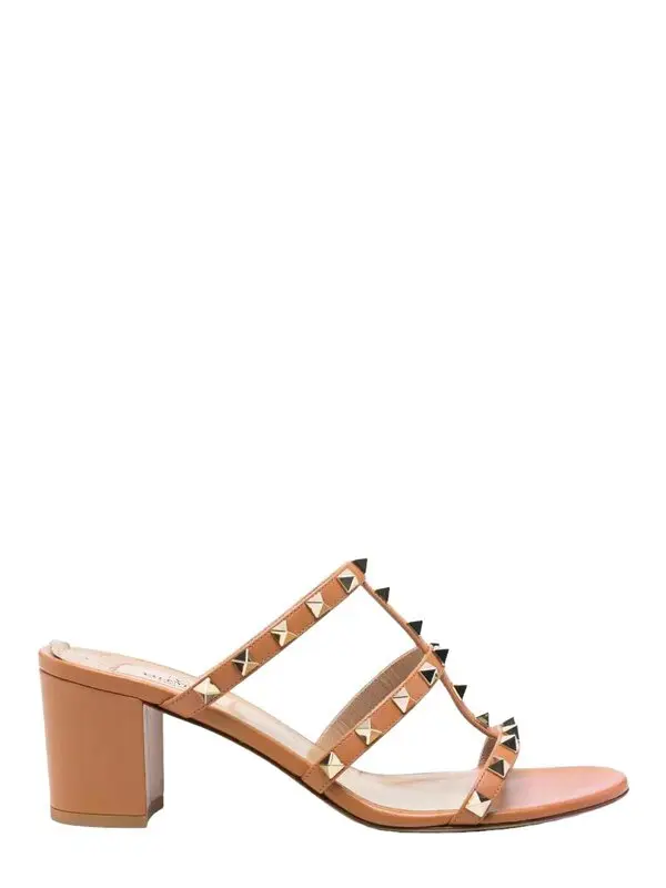 Valentino Garavani Rockstud Leather Heeled Sandals - Brown